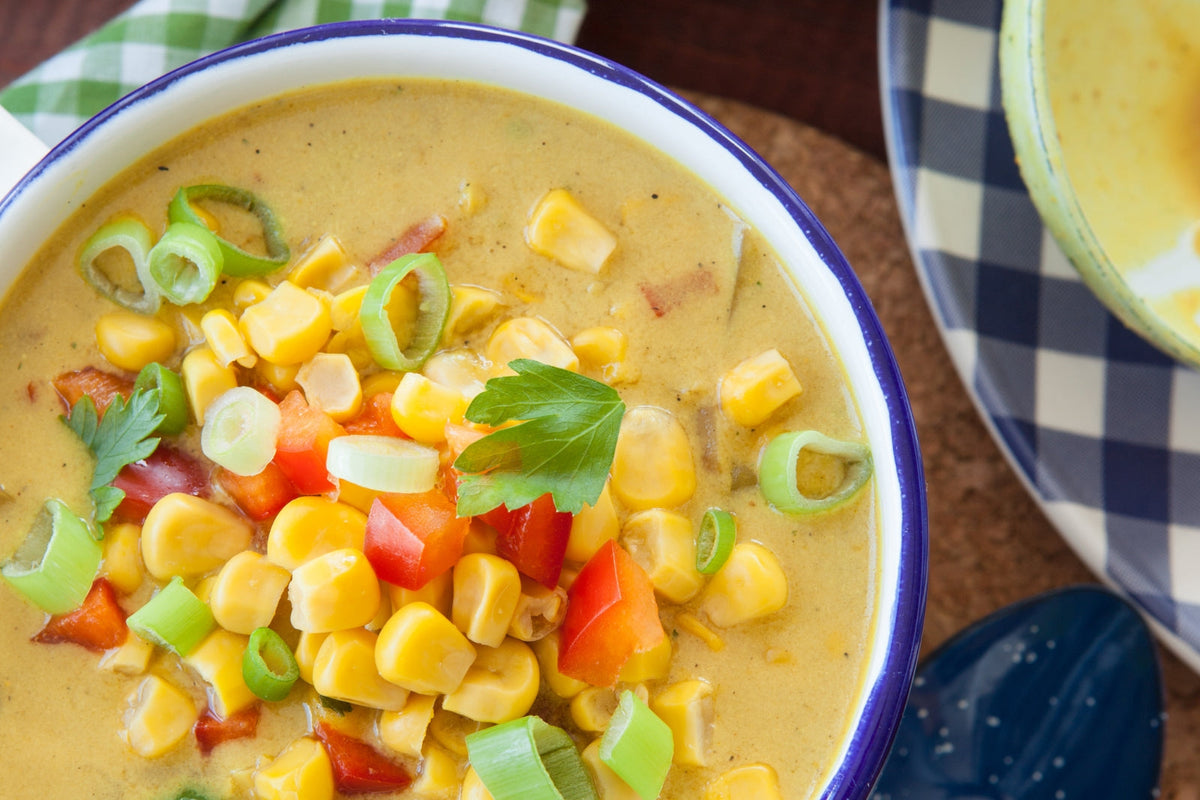 Corn Bisque with Crispy Shallots | Olive Amelia